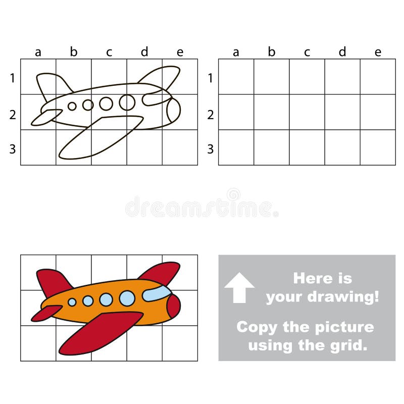 Copy the Image Using Grid. Airplane Stock Vector - Illustration of ...