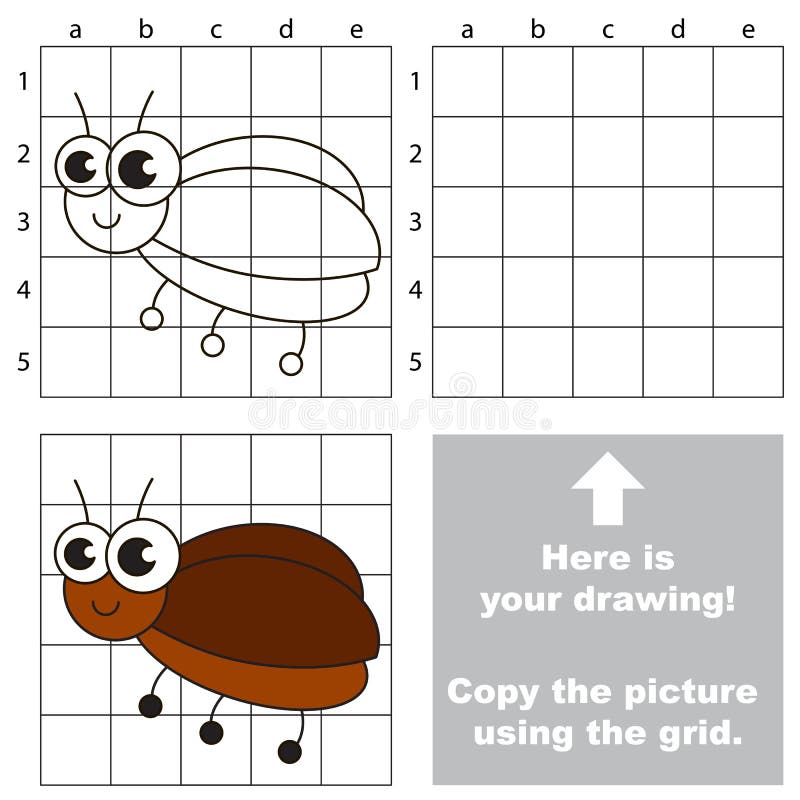 Copy the Image Using Grid. Corn Beetle. Stock Vector - Illustration of ...
