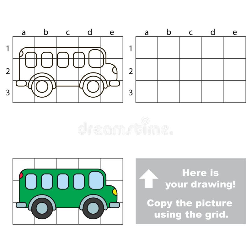 Copy the Image Using Grid. Bus Stock Vector - Illustration of vector ...