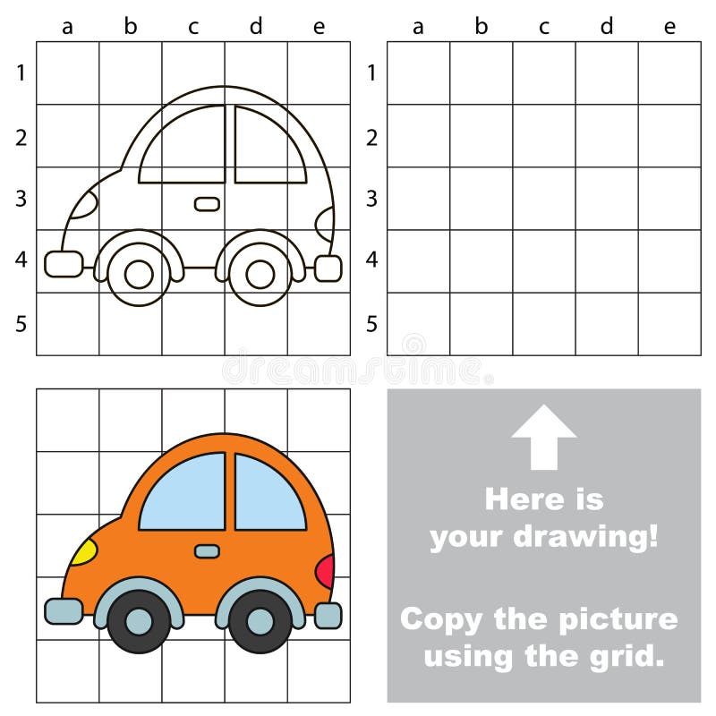 Copy the Image Using Grid. Car Stock Vector - Illustration of painting ...