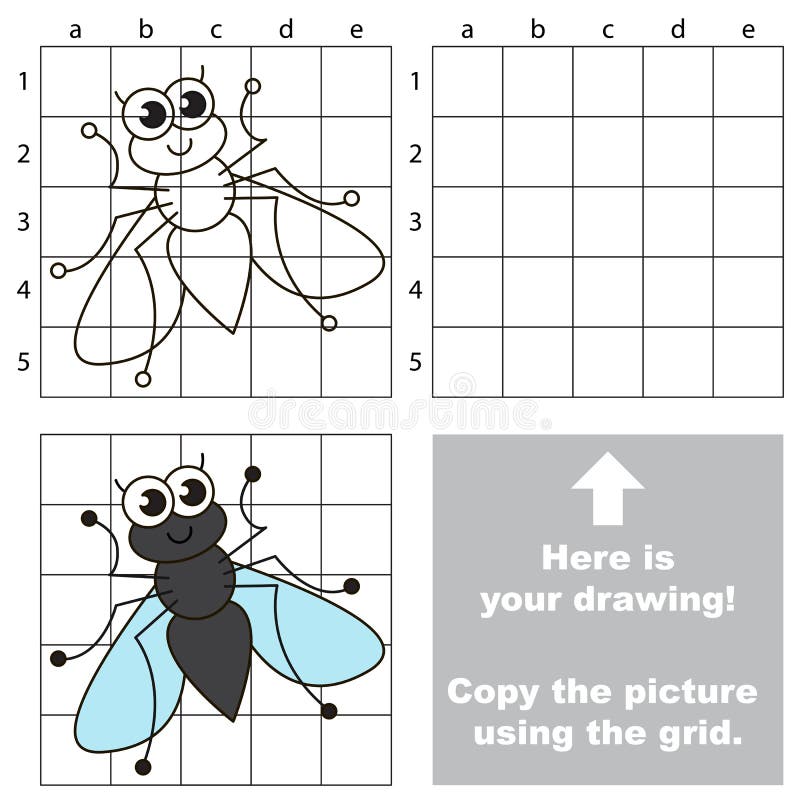 Copy the Image Using Grid. Fly. Stock Vector - Illustration of task ...