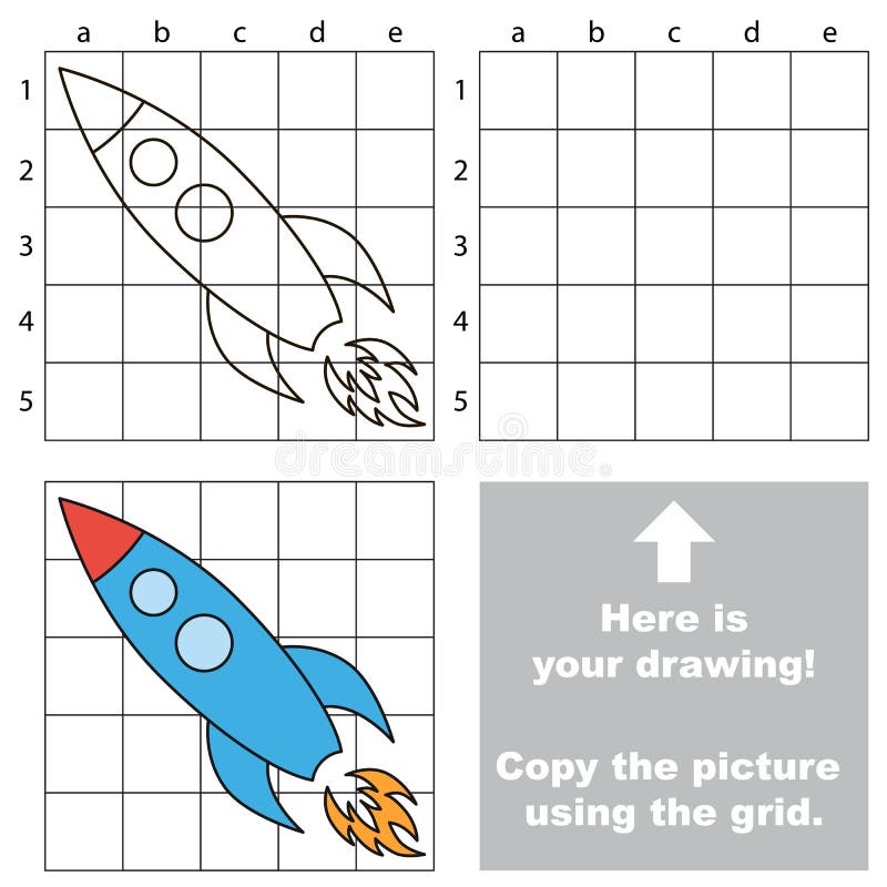 Copy the Image Using Grid. Rocket Stock Vector - Illustration of ...
