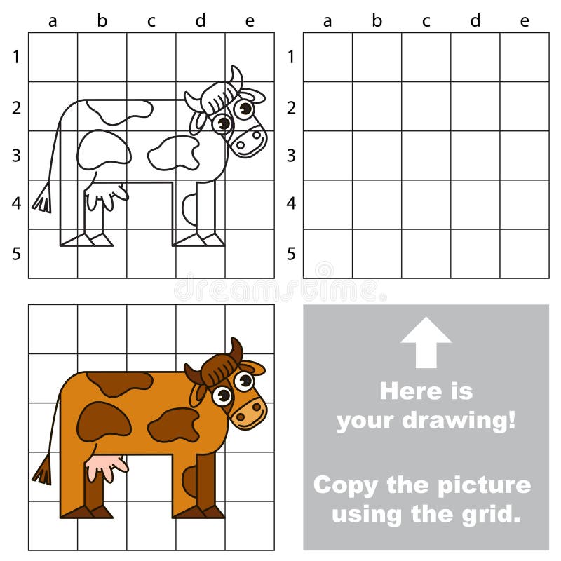 Copy the Image Using Grid, the Simple Educational Kid Game. Stock ...
