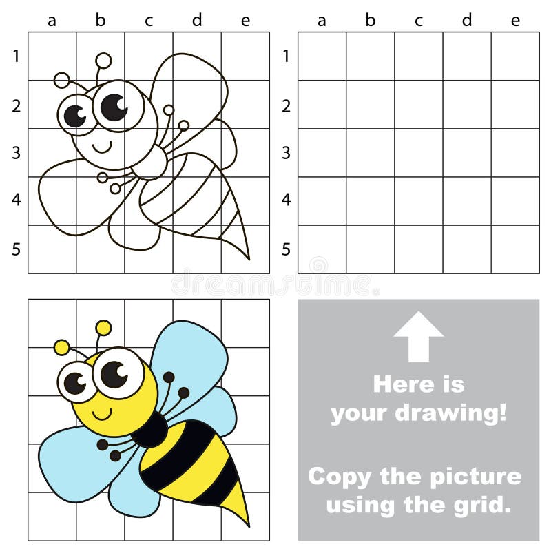 Copy the Image Using Grid. Wasp. Stock Vector - Illustration of page ...