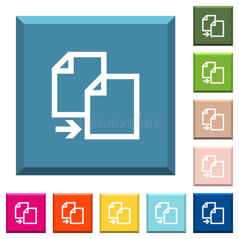 Copy Item White Icons on Edged Square Buttons Stock Illustration ...
