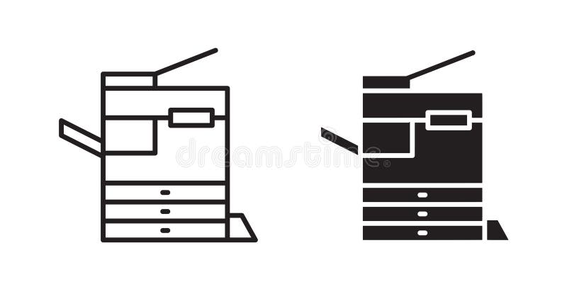 Copy Machine Thin Line Vector Icon Set Stock Vector - Illustration of ...