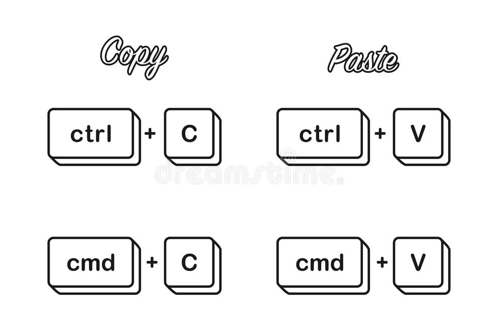 Copy Paste Keyboard Keys Vector Stock Vector - Illustration of flat ...