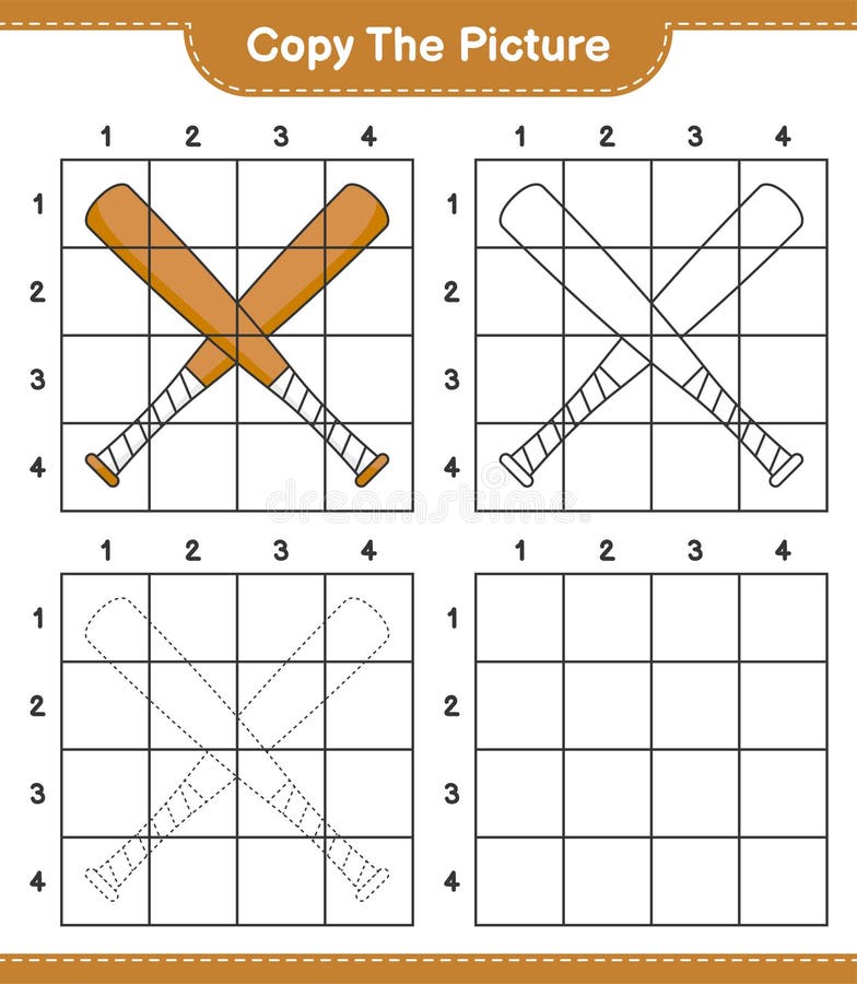 Copy the Picture, Copy the Picture of Baseball Bat Using Grid Lines ...