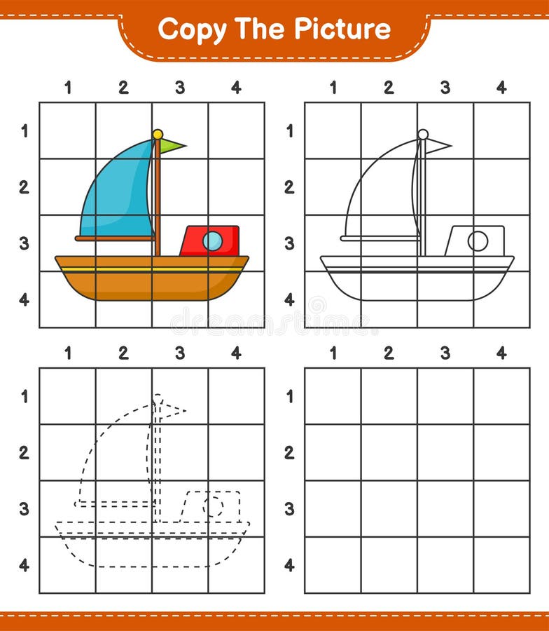 Copy the Picture, Copy the Picture of Boat Using Grid Lines ...