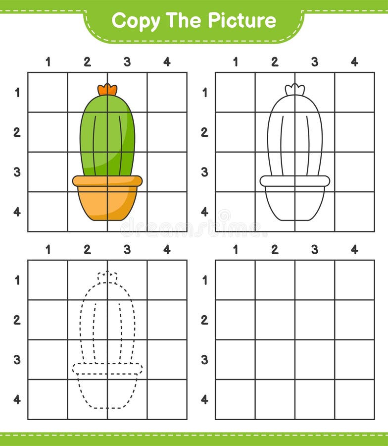 Copy the Picture, Copy the Picture of Cactus Using Grid Lines ...