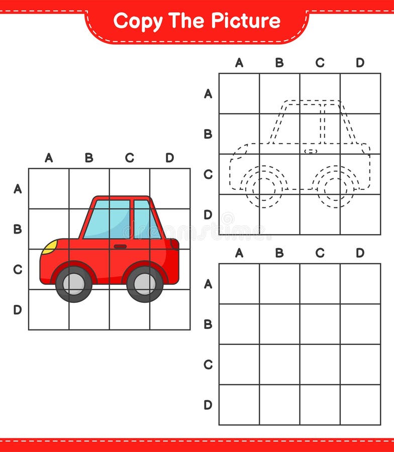 Copy the Picture, Copy the Picture of Car Using Grid Lines. Educational ...