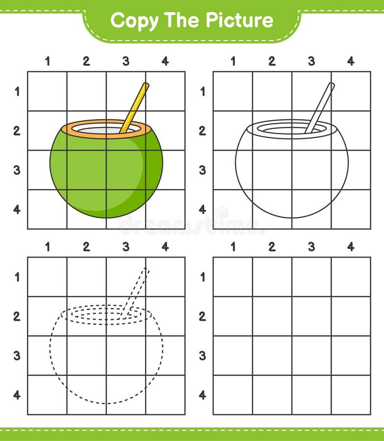 Copy the Picture, Copy the Picture of Coconut Using Grid Lines ...