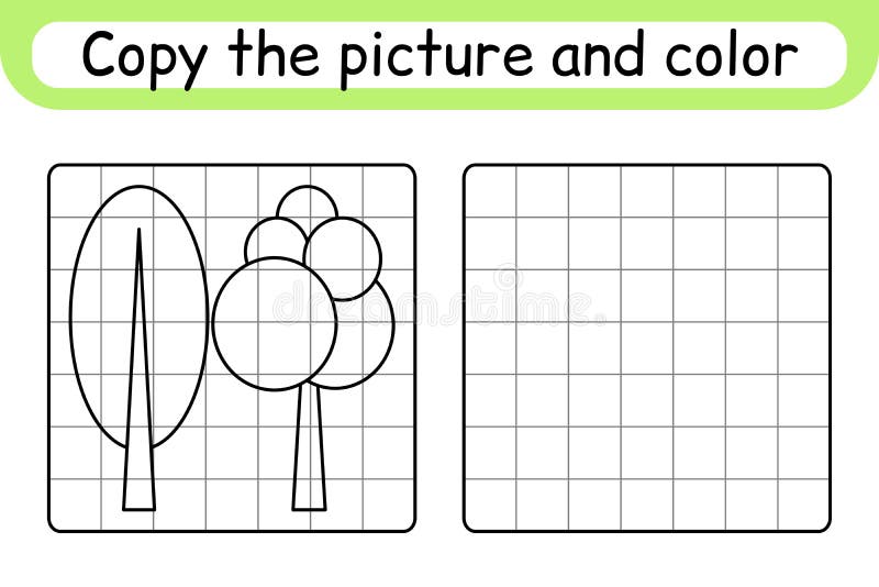 Copy the Picture and Color Tree. Complete the Picture. Finish the Image ...
