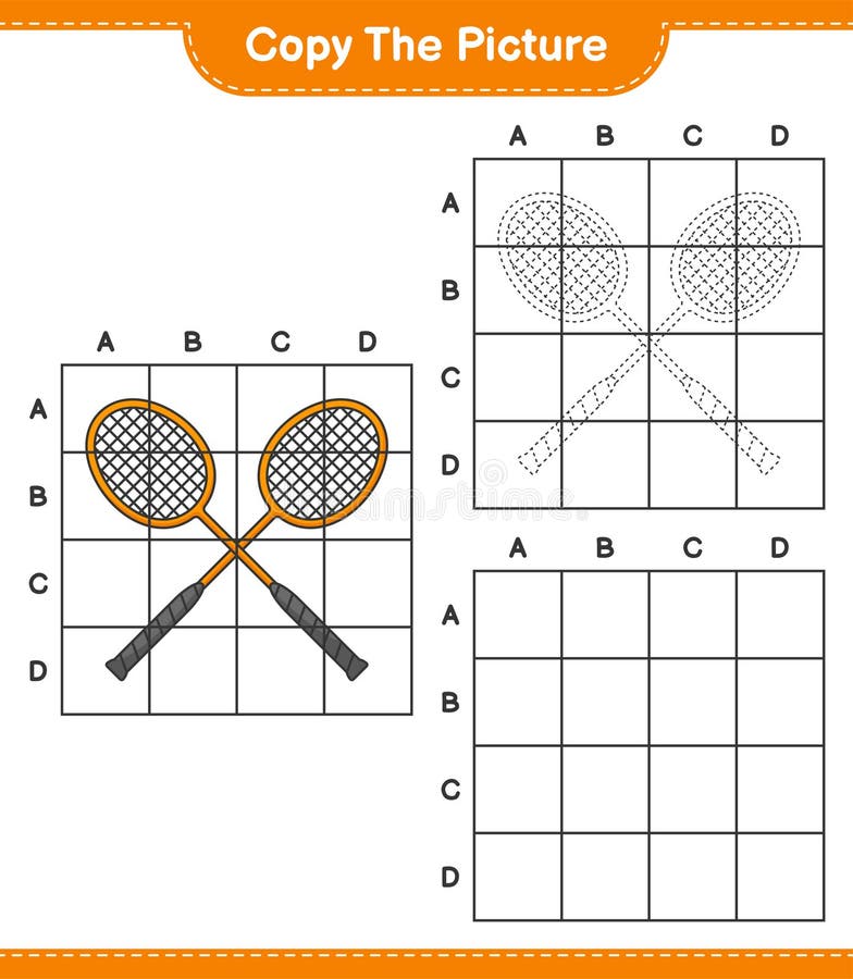 Copy the Picture, Copy the Picture of Badminton Rackets Using Grid ...