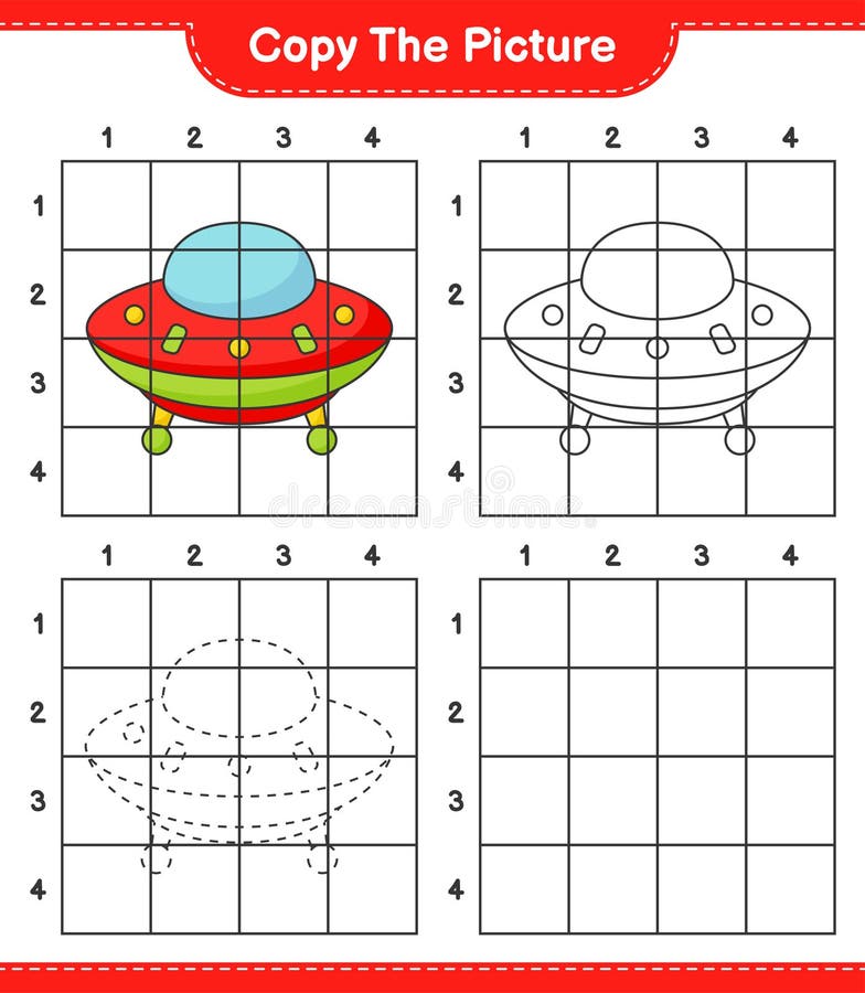 Copy the Picture, Copy the Picture of Ufo Using Grid Lines. Educational ...