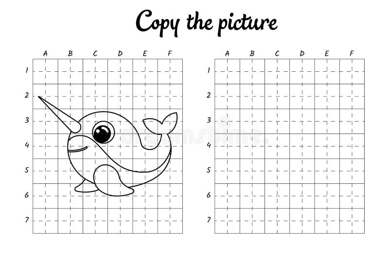 Copy the Picture. Draw by Grid. Coloring Book Pages for Kids ...
