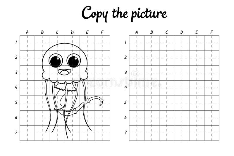 Copy the Picture. Draw by Grid. Coloring Book Pages for Kids ...