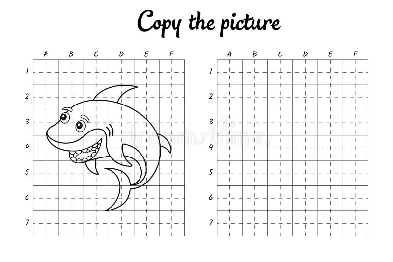 Copy the Picture. Draw by Grid. Coloring Book Pages for Kids ...