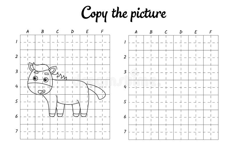 Copy the Picture. Draw by Grid. Coloring Book Pages for Kids ...