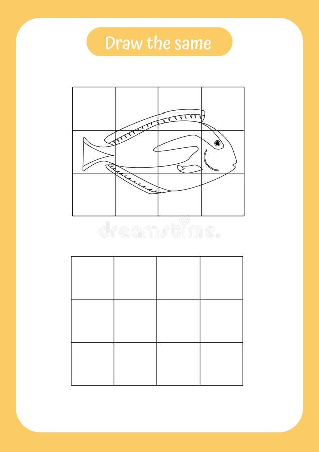 Copy the Picture of Fish - Use the Grid and Example. Educational Game ...