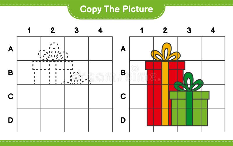 Copy the Picture, Copy the Picture of Gift Boxes Using Grid Lines ...