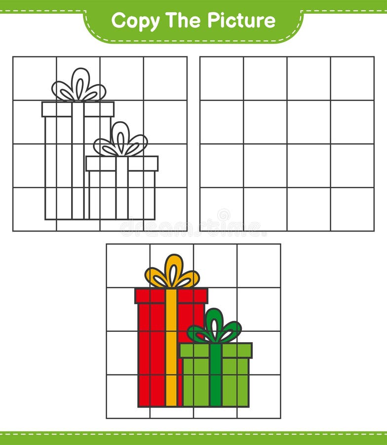 Copy the Picture, Copy the Picture of Gift Boxes Using Grid Lines ...