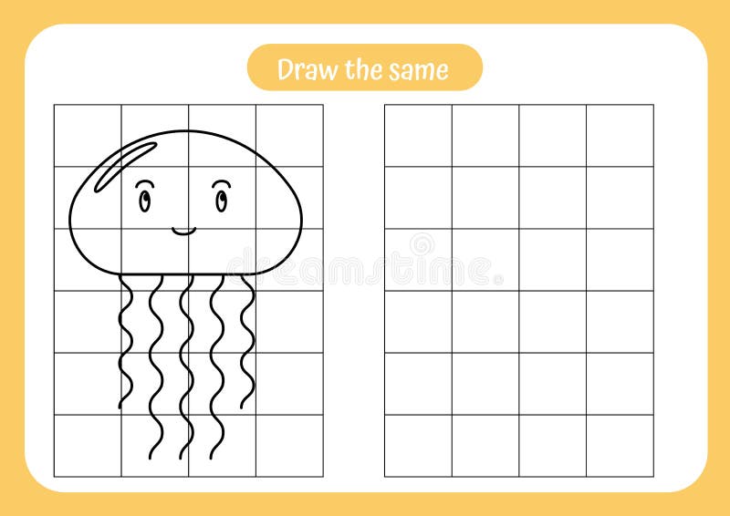 Copy the Picture of Fish - Use the Grid and Example. Educational Game ...