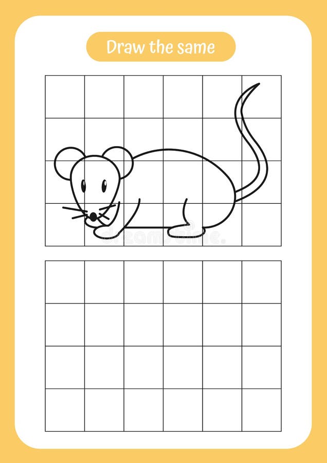 Copy the Picture of Mouse - Use the Grid and Example. Educational Game ...