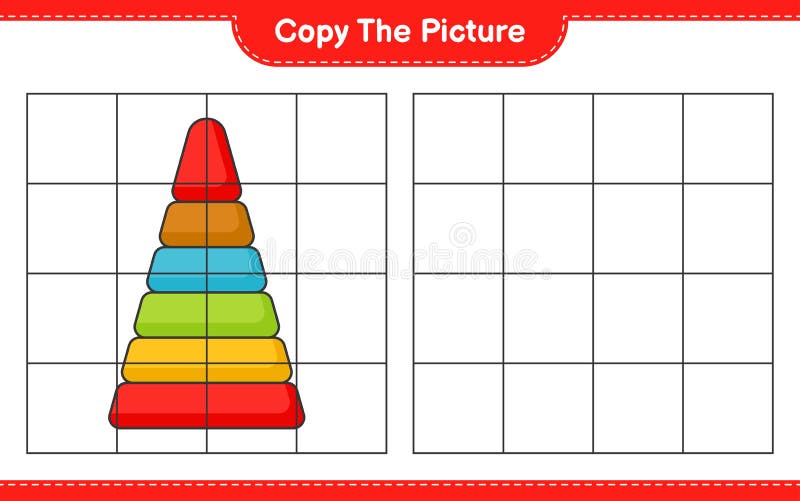 Copy the Picture, Copy the Picture of Pyramid Toy Using Grid Lines ...