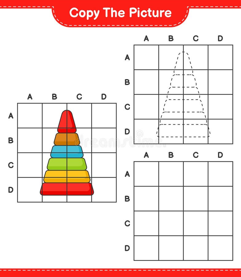 Copy the Picture, Copy the Picture of Pyramid Toy Using Grid Lines ...