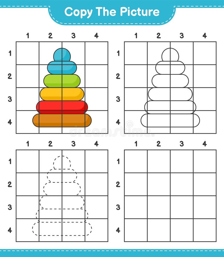 Copy the Picture, Copy the Picture of Pyramid Toy Using Grid Lines ...
