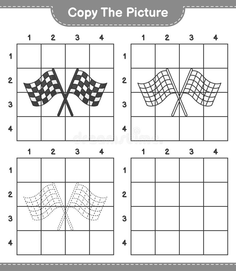 Copy the Picture, Copy the Picture of Racing Flags Using Grid Lines ...