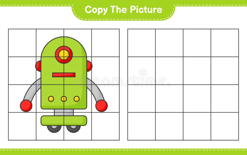 Copy the Picture, Copy the Picture of Robot Character Using Grid Lines ...