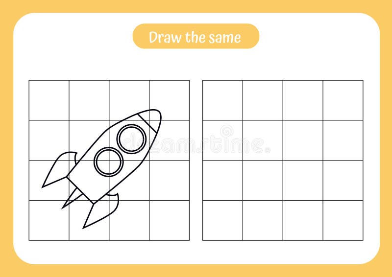 Copy the Picture of Rocket - Use the Grid and Example. Educational Game ...