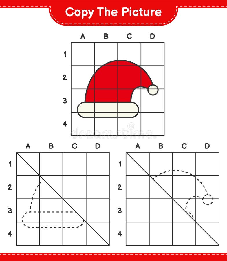 Copy the Picture, Copy the Picture of Santa Hat Using Grid Lines ...
