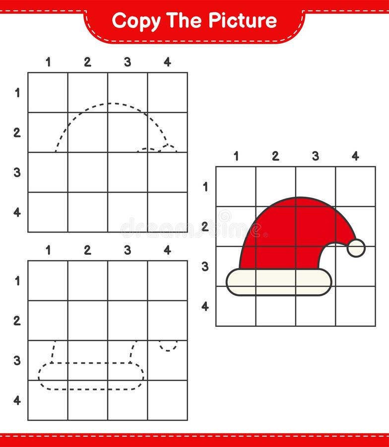 Copy the Picture, Copy the Picture of Santa Hat Using Grid Lines ...