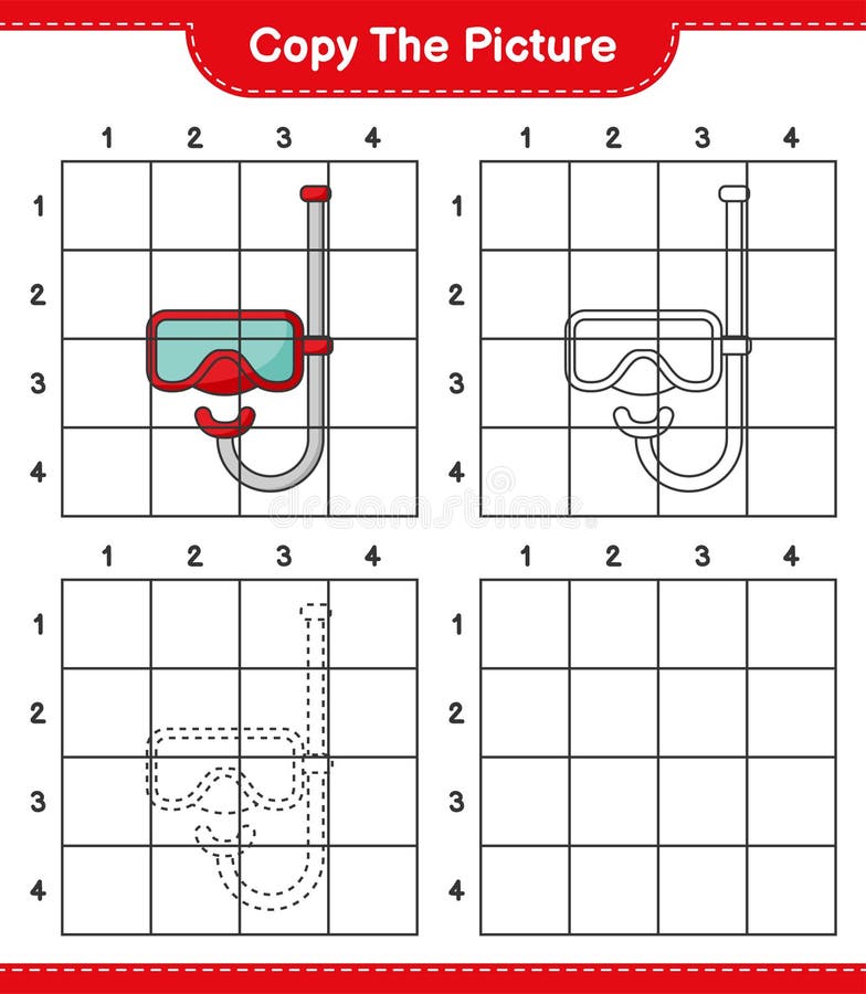 Copy the Picture, Copy the Picture of Scuba Diving Mask Using Grid ...