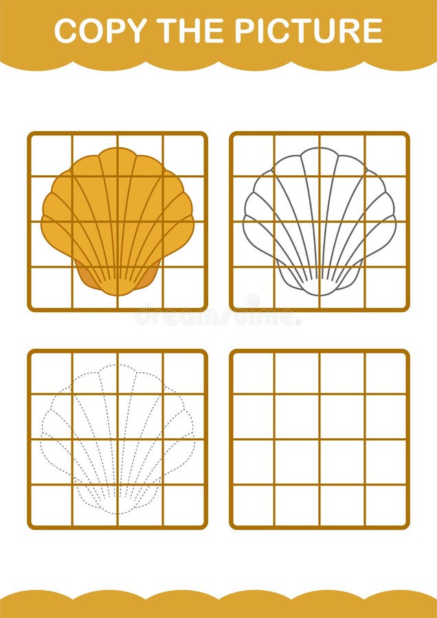 Complete the Seashell Picture. Vector Under the Sea Symmetrical Drawing ...