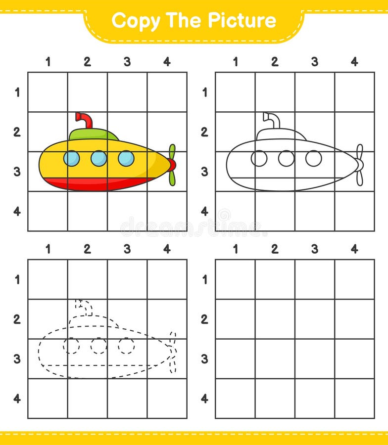 Copy the Picture, Copy the Picture of Submarine Using Grid Lines ...