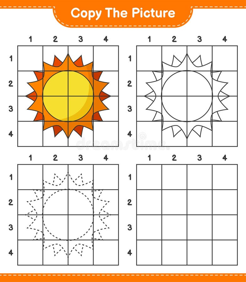 Copy the Picture, Copy the Picture of Sun Using Grid Lines. Educational ...