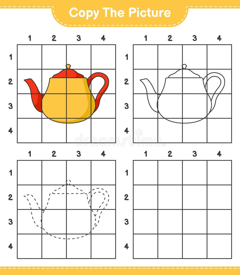 Copy the Picture, Copy the Picture of Teapot Using Grid Lines ...