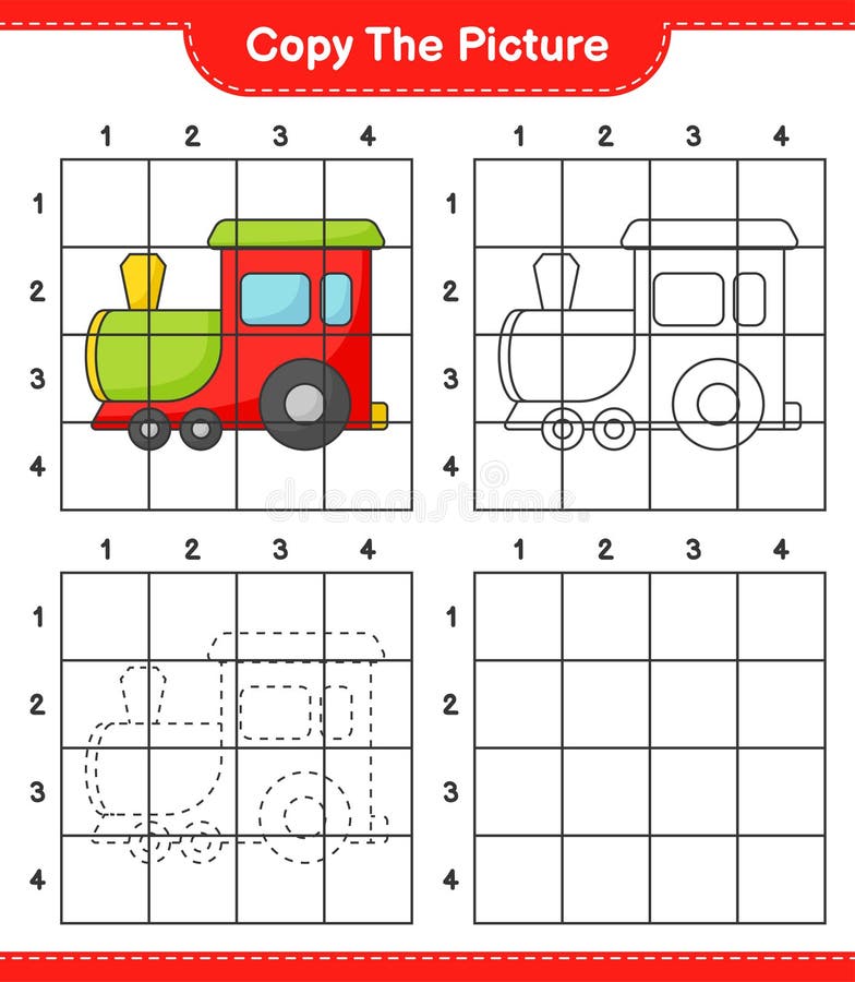 Copy the Picture, Copy the Picture of Train Using Grid Lines ...
