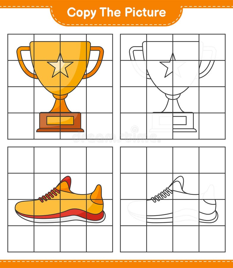 Copy the Picture, Copy the Picture of Trophy and Running Shoes Using ...
