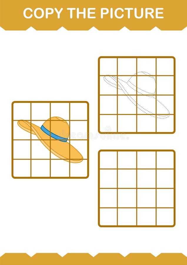 Copy the Picture with Women Hat. Worksheet for Kids Stock Vector ...