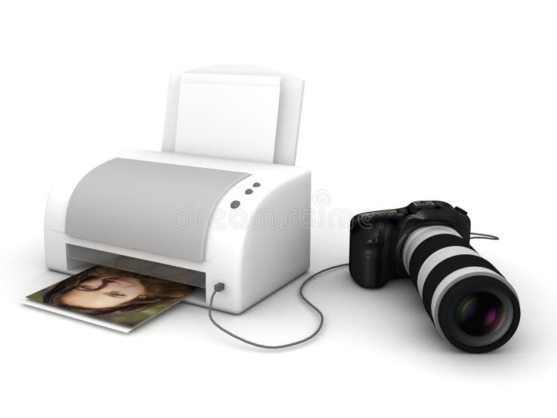 Laptop, Photo Camera and Printer. Preparing Images for Print Stock ...