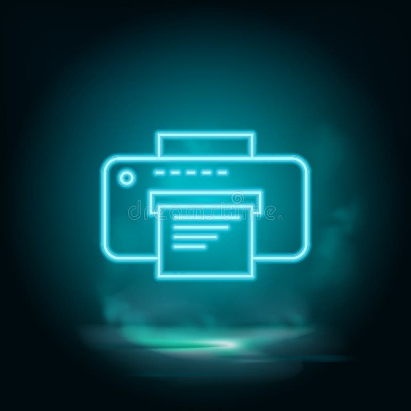 Copy , Printer Vector Blue Neon Icon Stock Illustration - Illustration ...