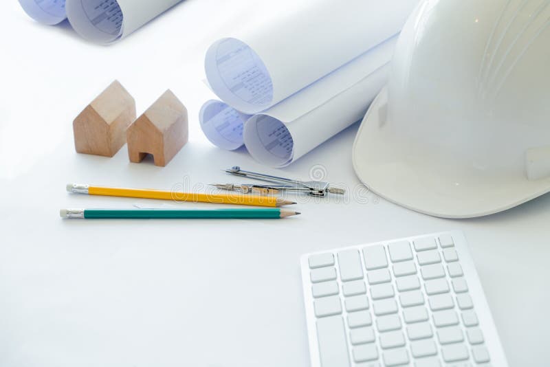 Copy Space of Architecture and Engineer Desktop. Stock Photo - Image of ...