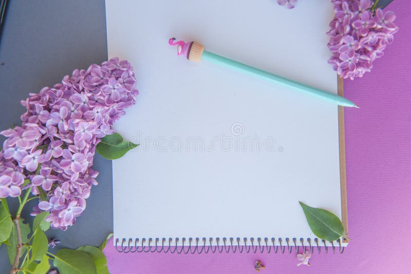 Copy Space Background Mockup with White Empty Notepad List Stock Image ...