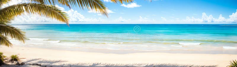 Copy Space Banner or Header Background with Summer Beach and Palm ...