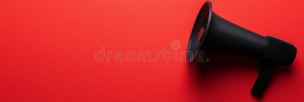 With Copy Space, a Black Emergency Alert Megaphone on a Red Background ...